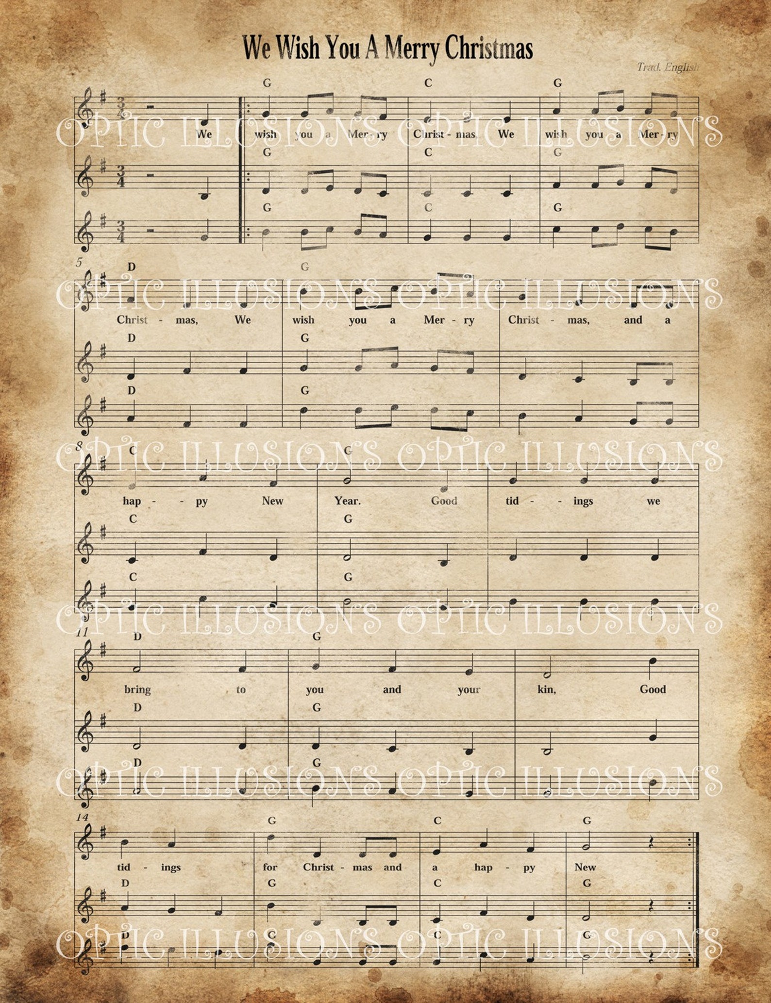 Vintage Christmas Carols Style Set of 2 We Wish You a - Etsy