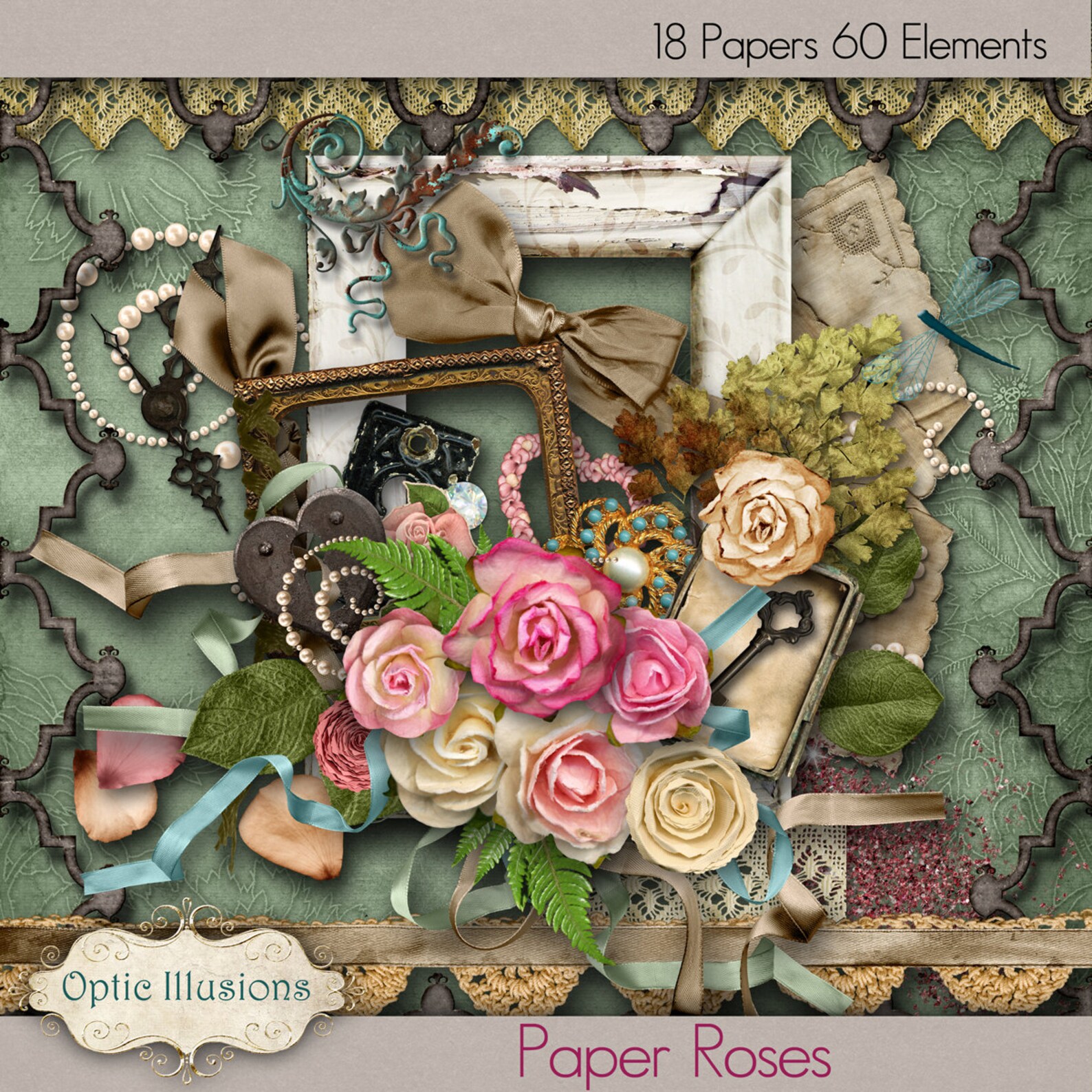PAPER ROSES Digital Scrapbooking Kit 18 Beautiful Papers - Etsy