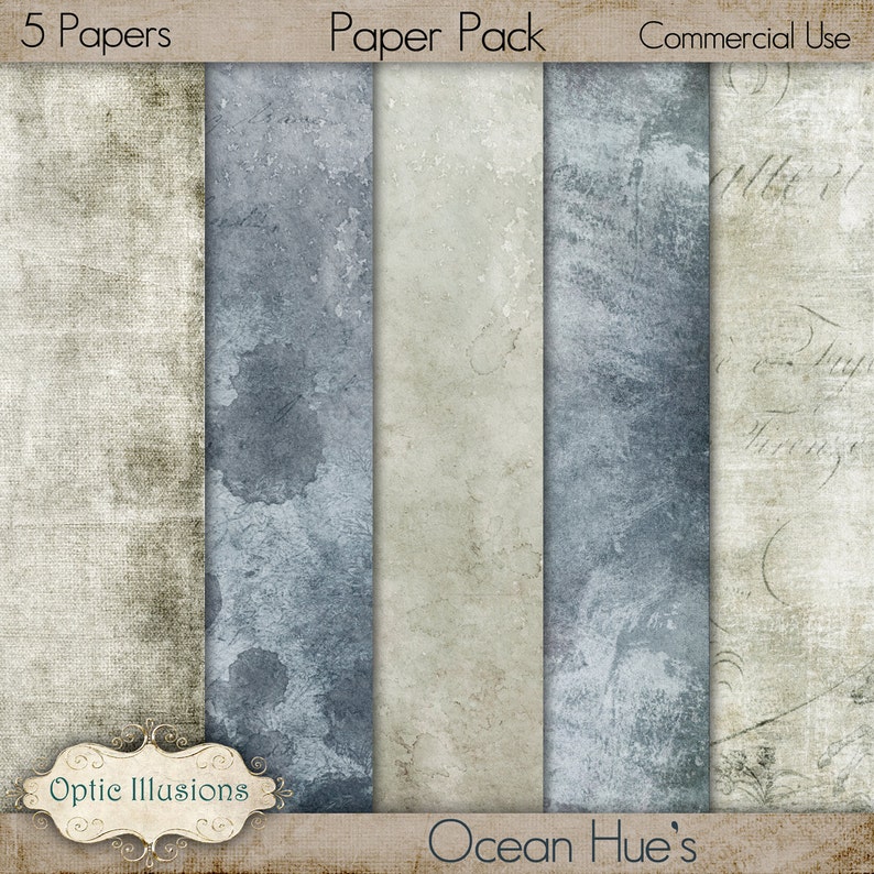 Ocean Hue's - Digital Scrapbooking Papers - 12 X 12 - Commercial Use OK ...