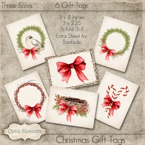 Printable - Christmas Gift Tags - Wreaths, Birds Nest, Twig & Berry ...
