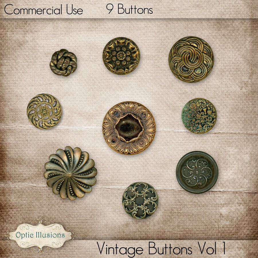 Vintage Buttons Vol 1 Digital Scrapbooking Elements 9 - Etsy
