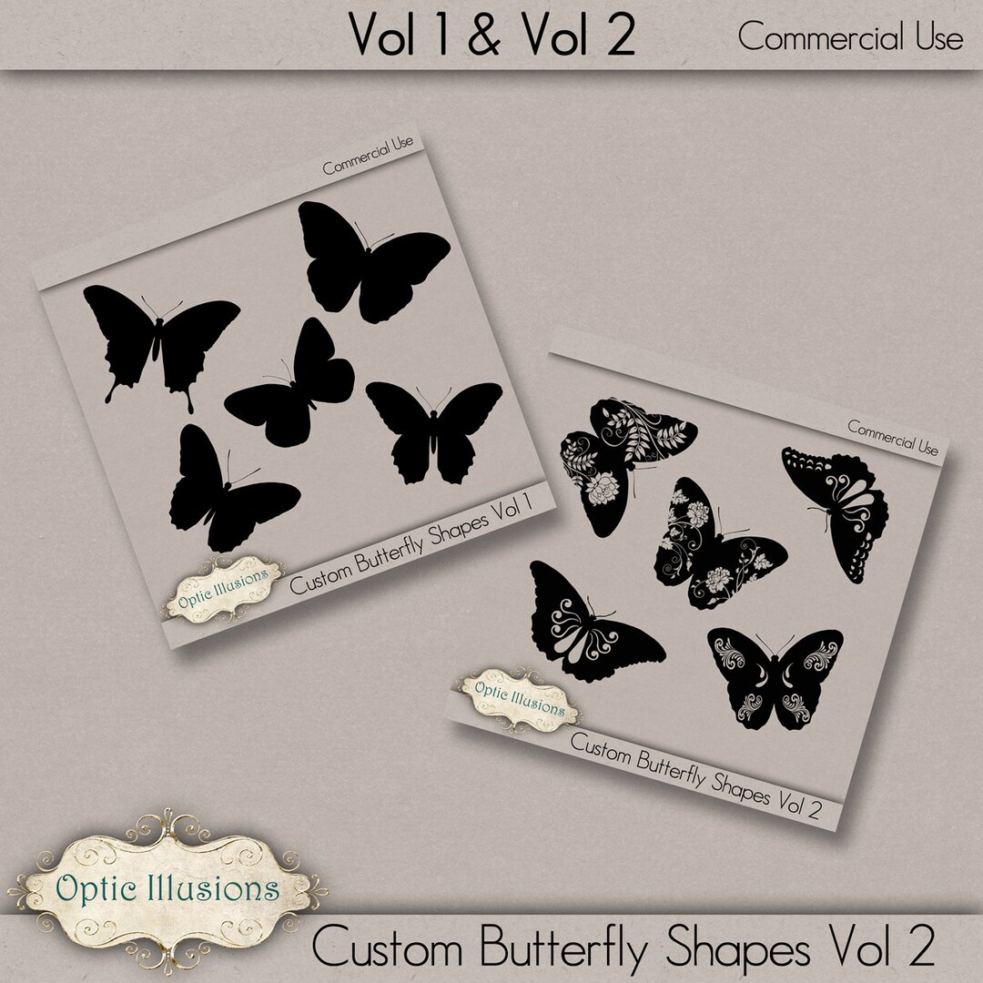 Custom Shape Butterflies - INSTANT DOWNLOAD - BUNDLE - Vol 1 and Vol 2 ...