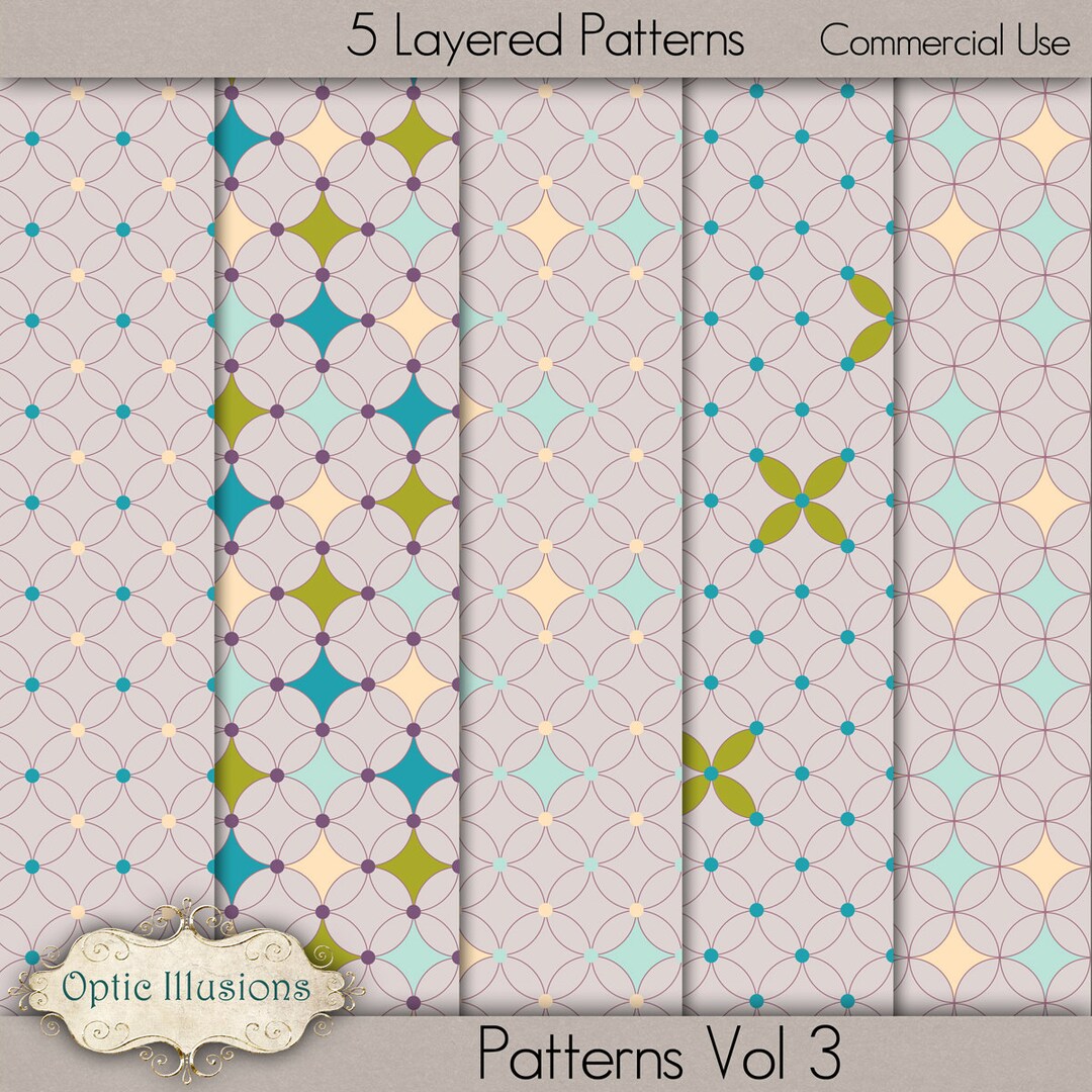 LAYERED PATTERNS Vol 3 Digital Scrapbooking Overlays 5 Layered Patterns ...