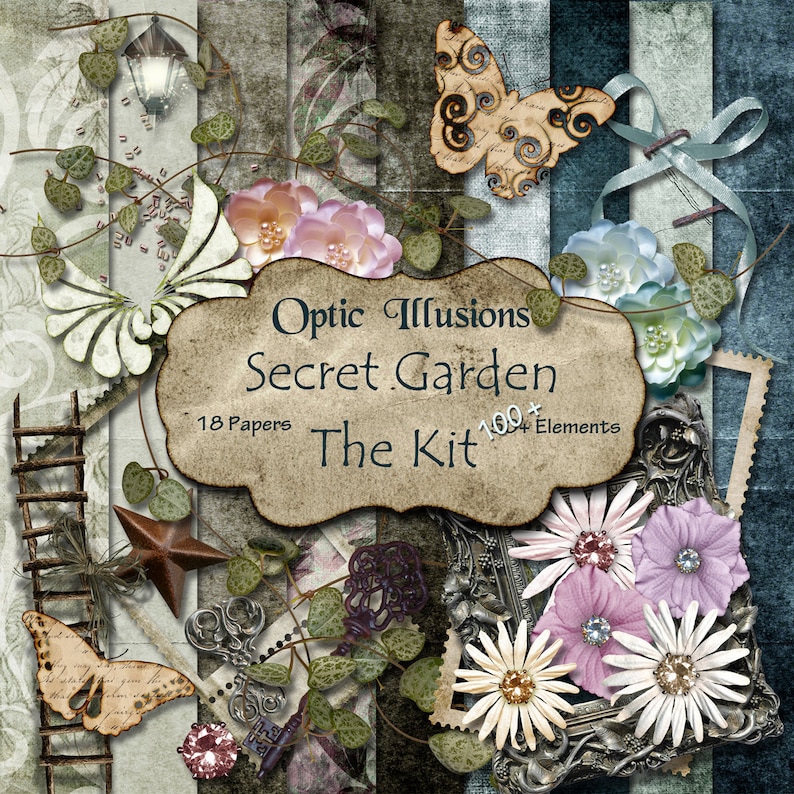 Secret Garden Digital Scrapbooking Kit 18 Papers Over 100 - Etsy