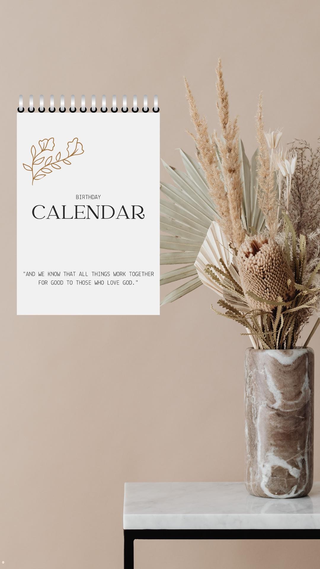 Christian Birthday Calendar With Inspirational Bibleverses in Bohemian ...