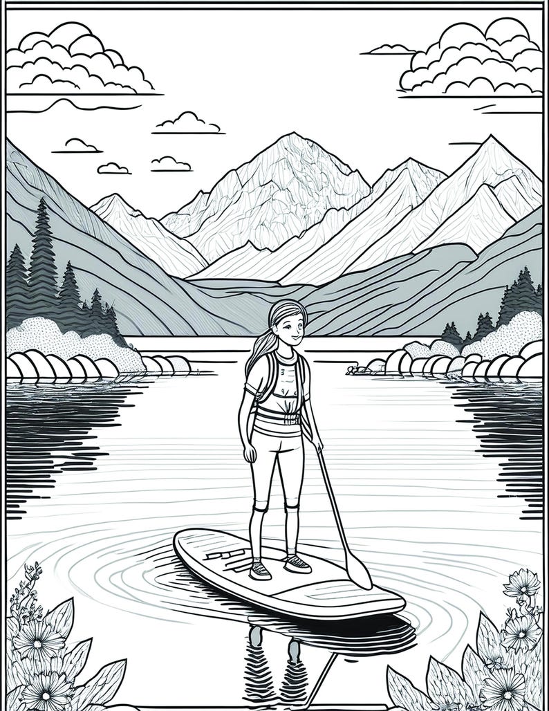 Nature-inspired Coloring Pages for Adults or Kids Outdoor, Landscape ...