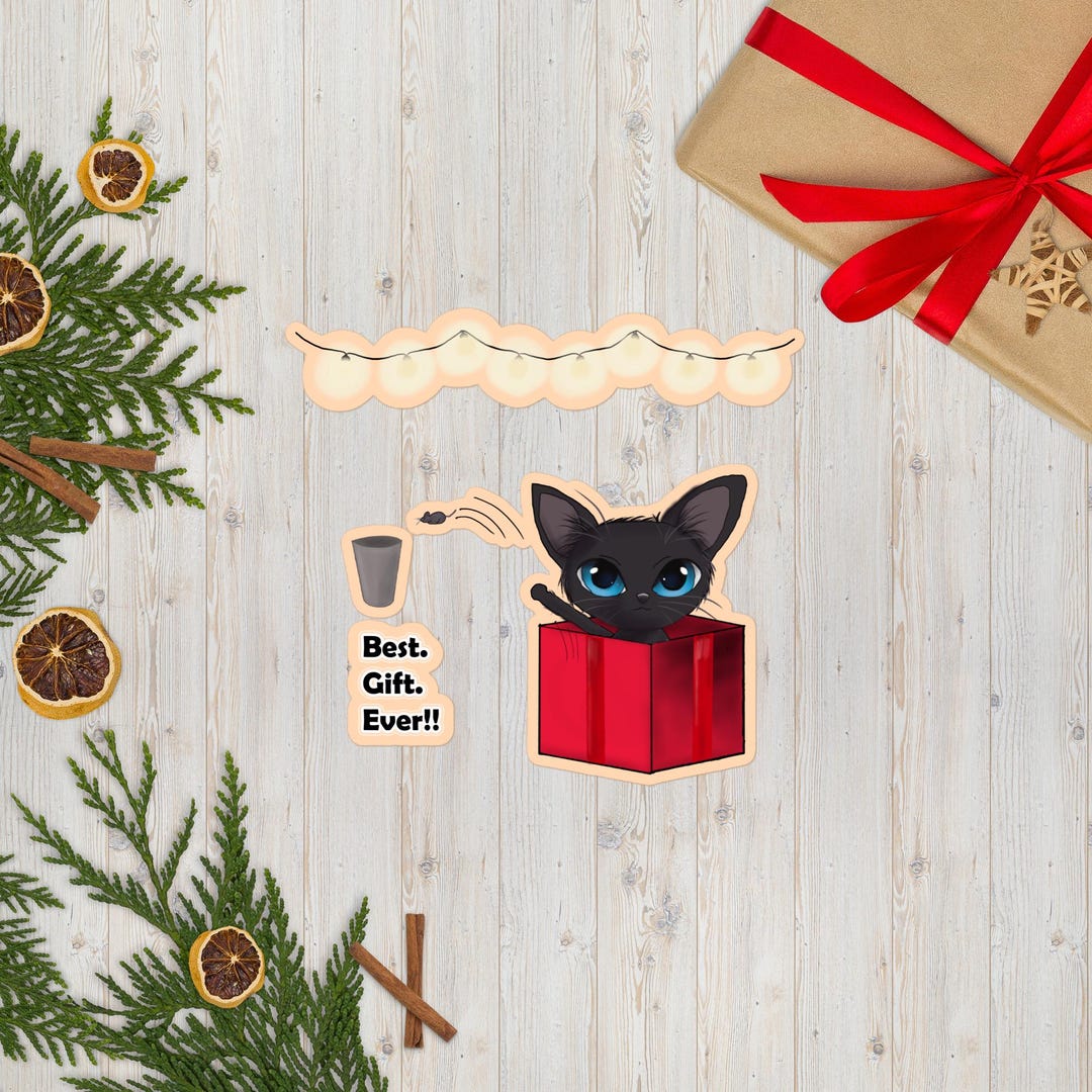 Funny Cat Vinyl Sticker, Ash in Box, Kawaii Laptop Sticker - Etsy