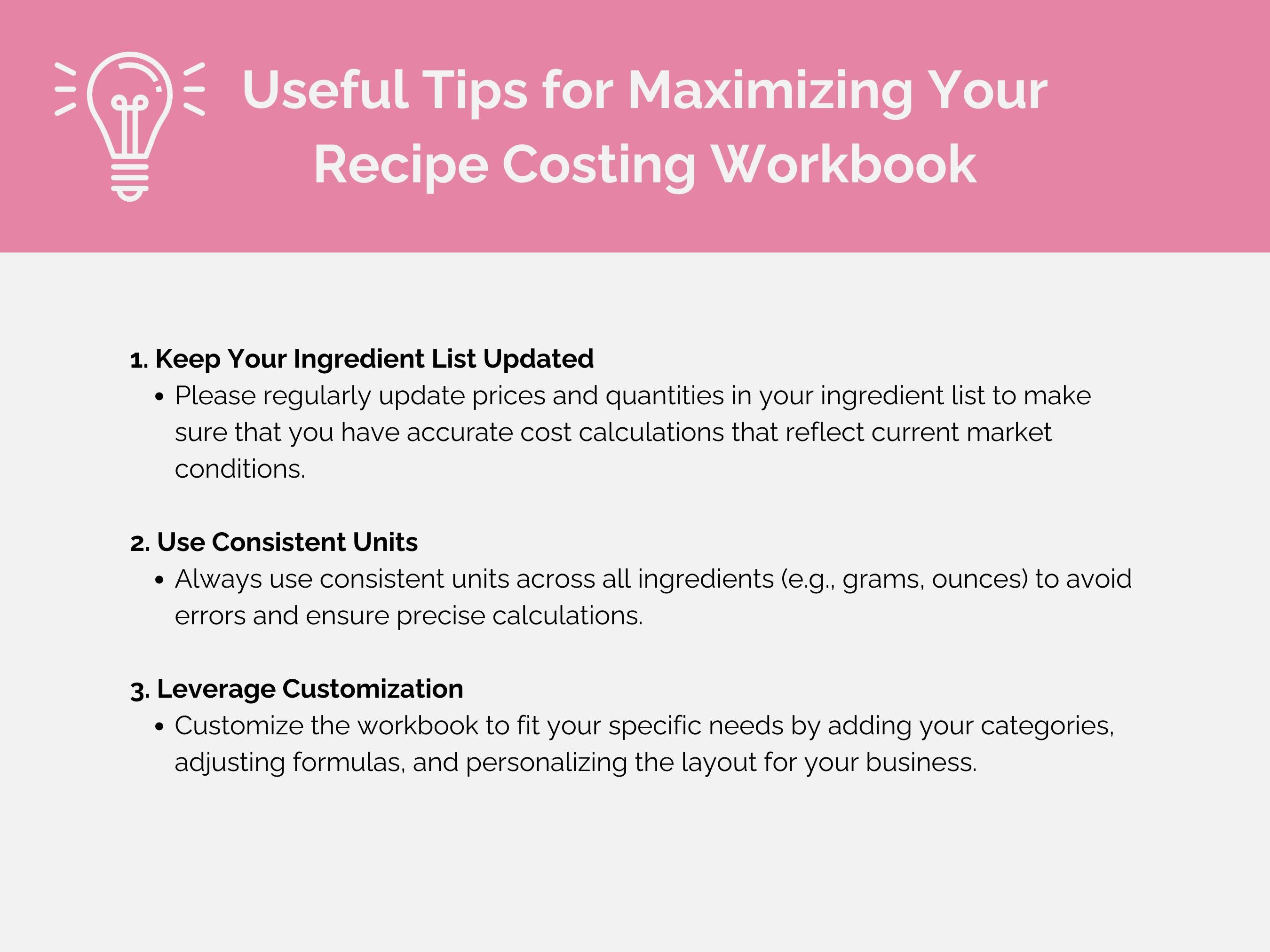 Recipe Cost Calculator 2024, Excel Template for Bakers & Chefs ...