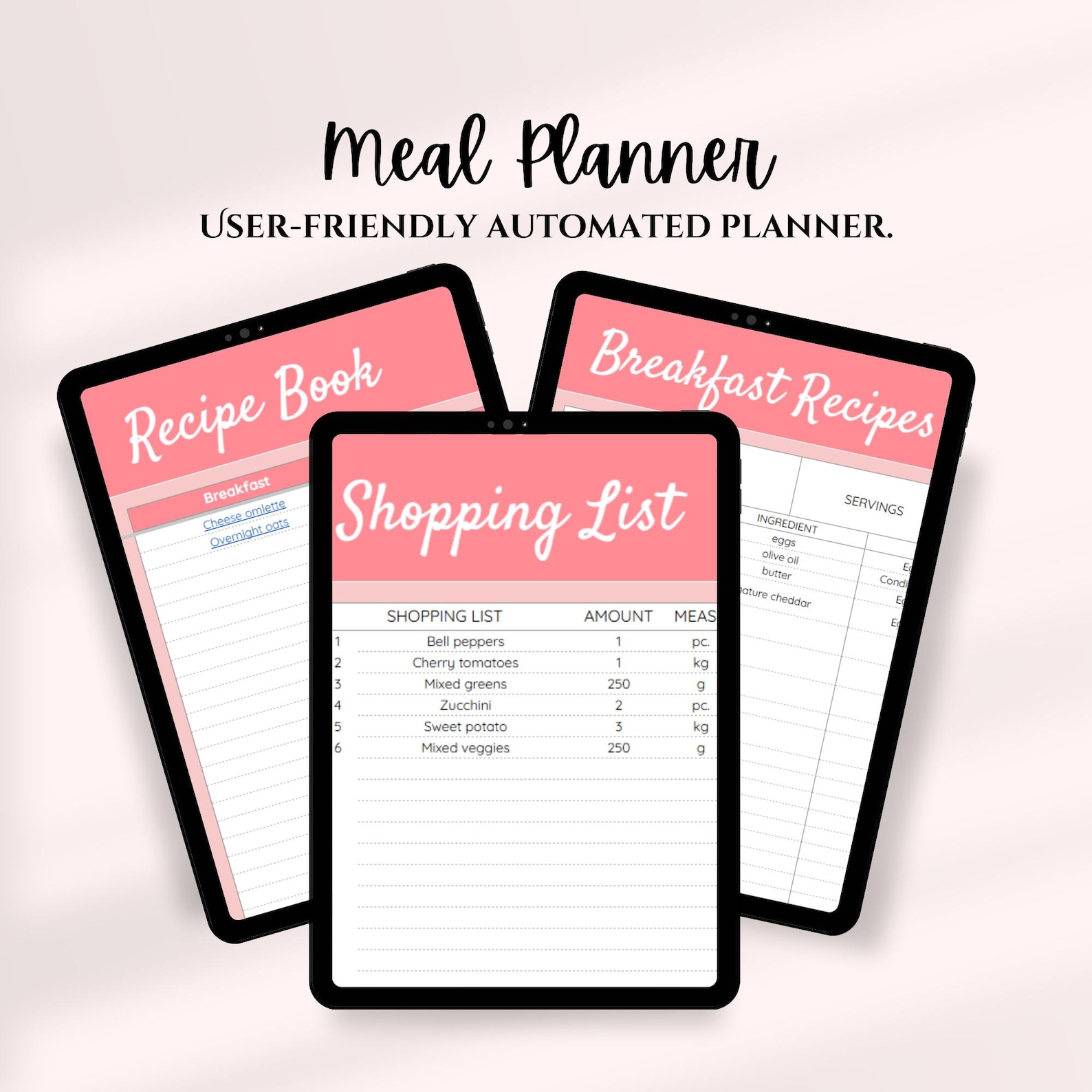 Meal Planner Google Sheets Digital Weekly Grocery Automated Shopping ...