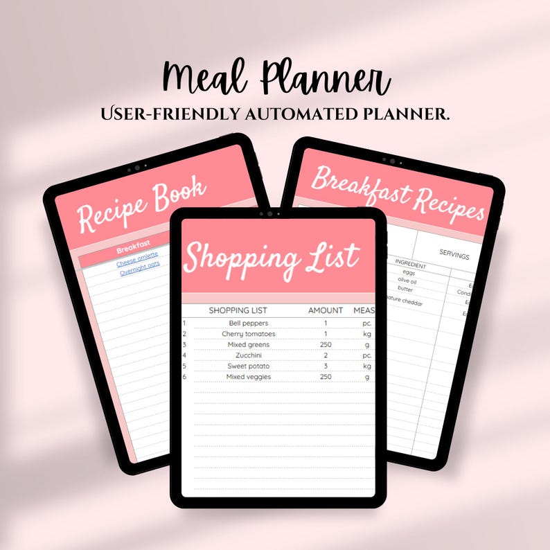 Digital Google Sheets Meal Hyperlinked Planner Spreadsheet Digital Food ...