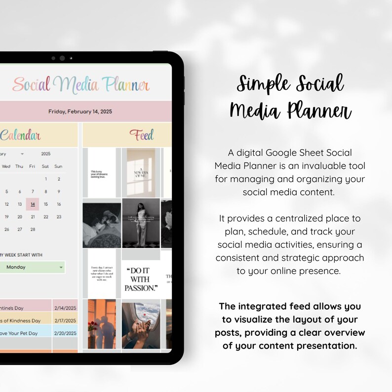 Social Media Content Calendar Planner Digital Business Spreadsheet ...