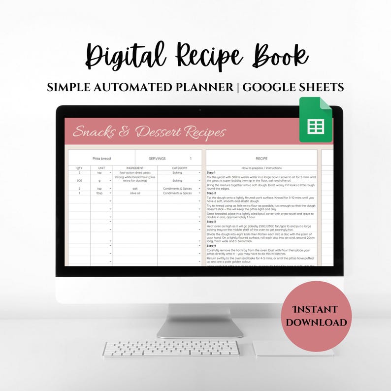 2026 Recipe Book Google Sheets Cookbook Digital Recipe Template Planner ...