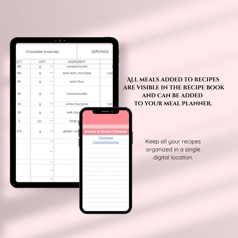 Digital Google Sheets Meal Hyperlinked Planner Spreadsheet Digital Food ...