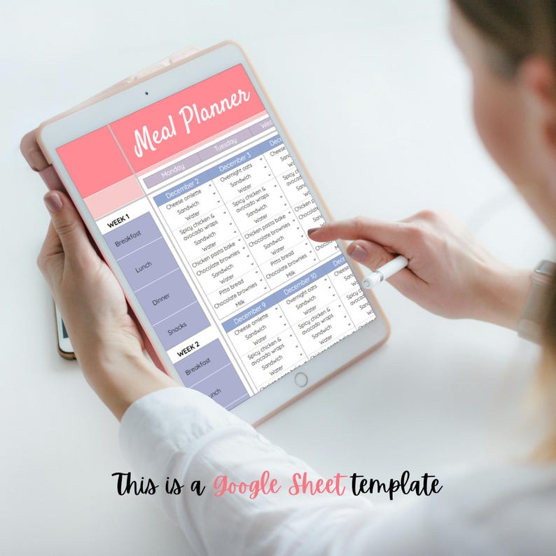 Digital Google Sheets Meal Hyperlinked Planner Spreadsheet Digital Food ...