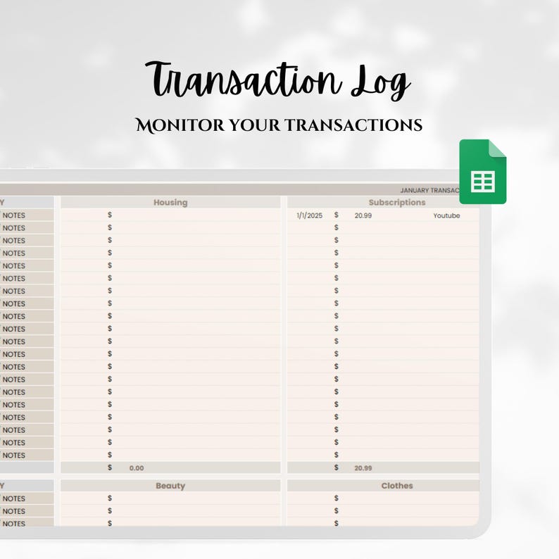 Digital Budget Spreadsheet Planner 2025 Google Sheet Spending Financial ...