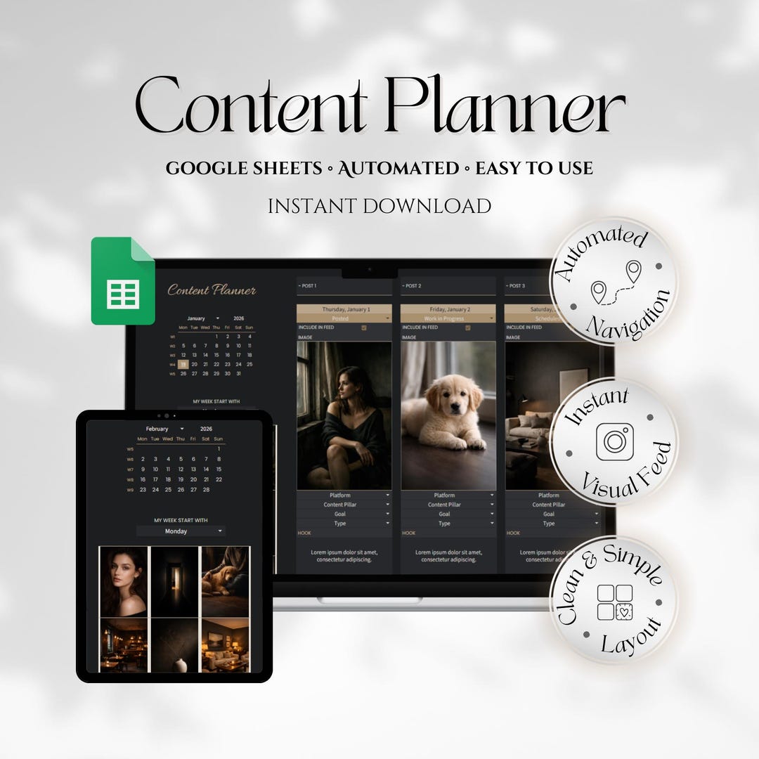 2026 Digital Content Calendar Planner: Social Media Planner Spreadsheet ...