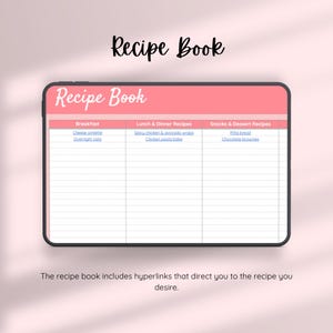 Digital Google Sheets Meal Hyperlinked Planner Spreadsheet Digital Food ...