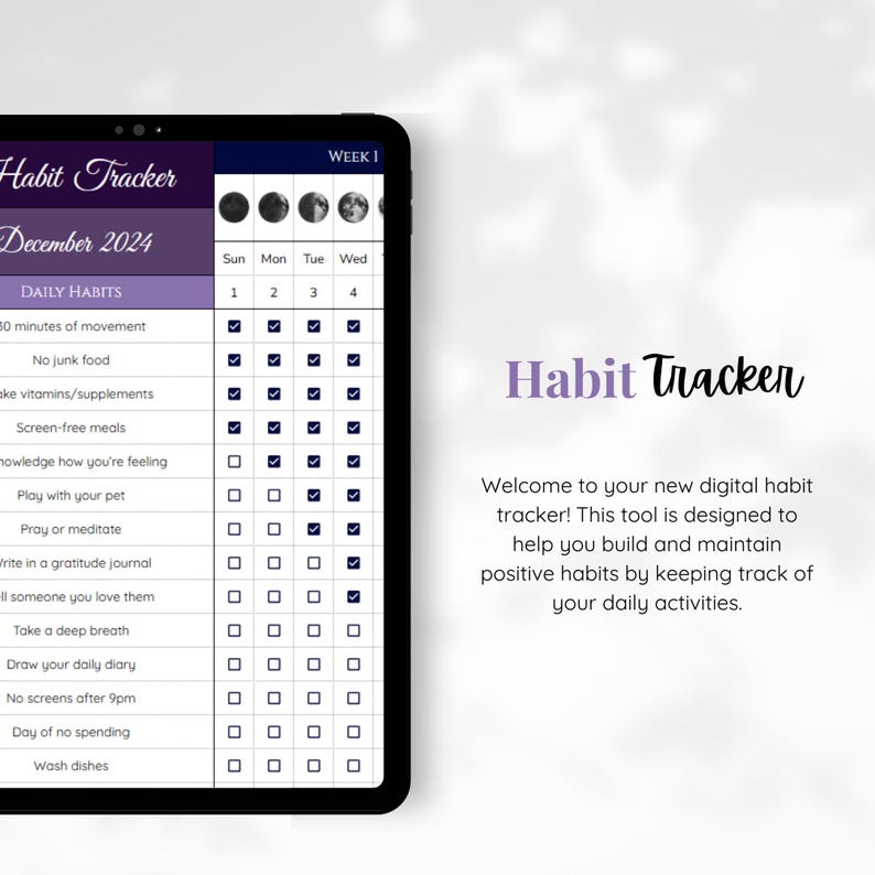 Annual ADHD Habit Tracker Spreadsheet Template Habits Google Sheets ...