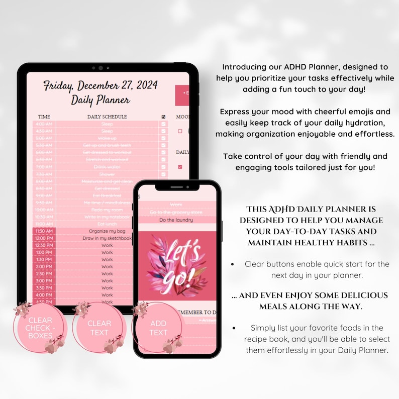 2026 Life Planner Google Sheets ADHD Worksheets Bundle Digital Daily ...