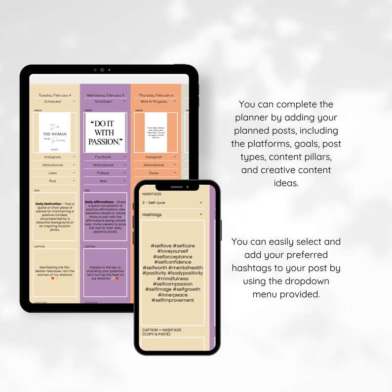 Social Media Content Calendar Planner Digital Business Spreadsheet ...