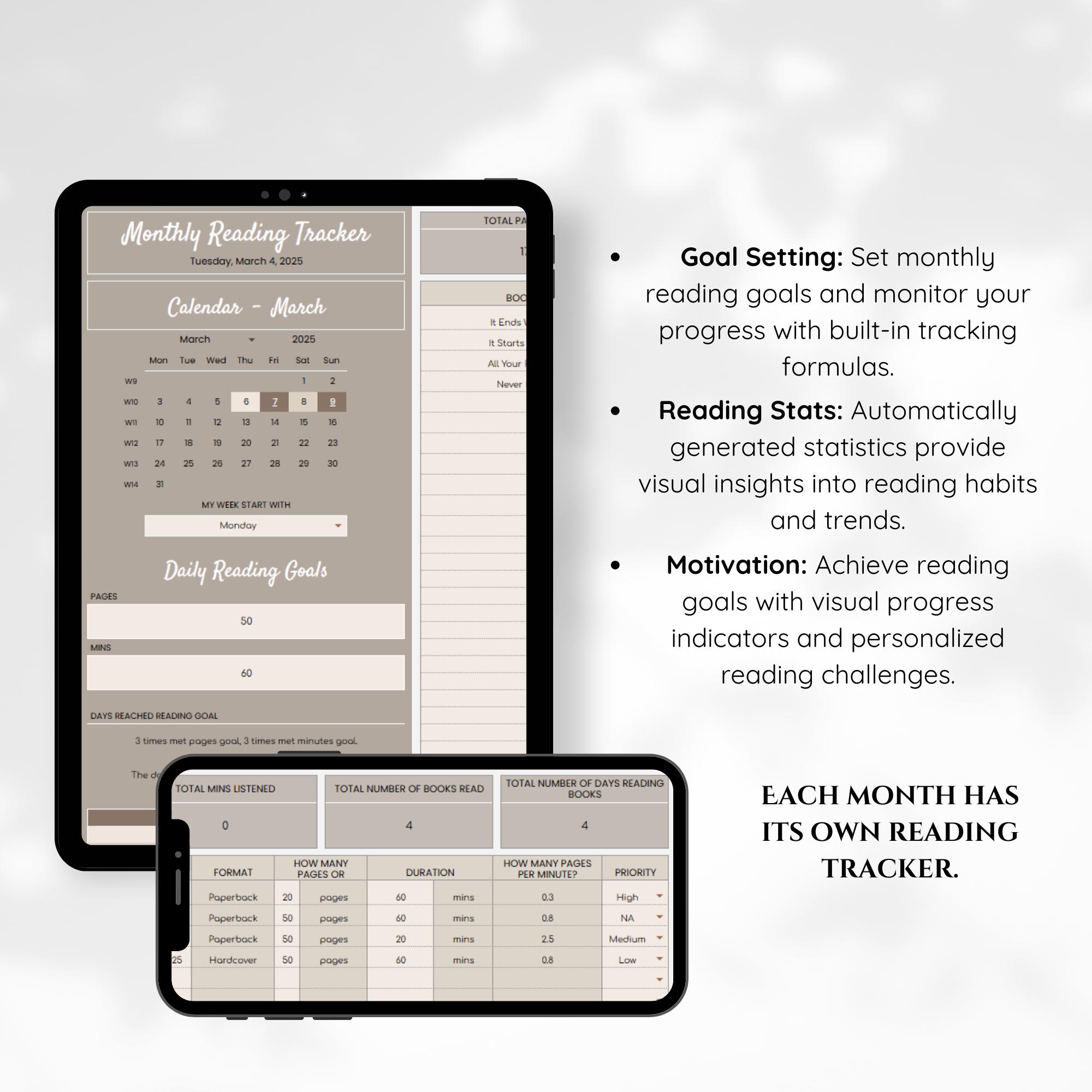 Digital Book Journal Google Sheets Template - Reading Planner (digital ...