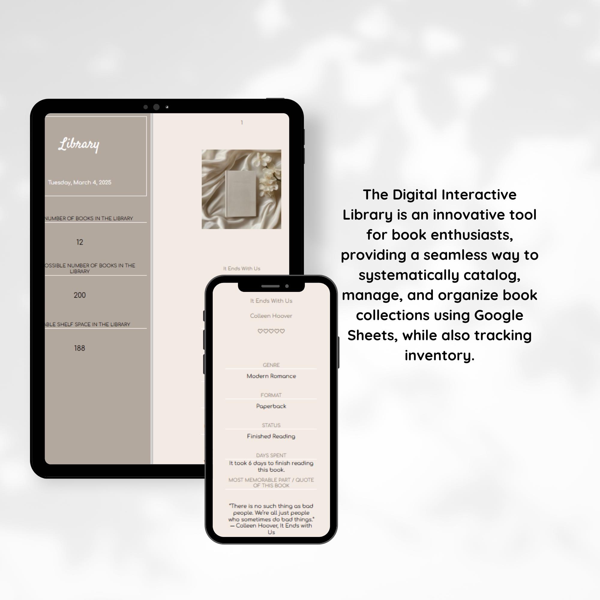 Digital Book Journal Google Sheets Template - Reading Planner (digital ...