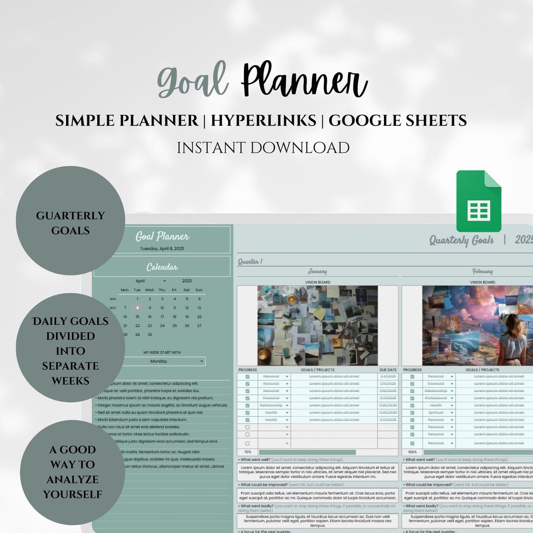 2026 Goal Planner: Vision Board, Progress Tracker (google Sheet) - Etsy