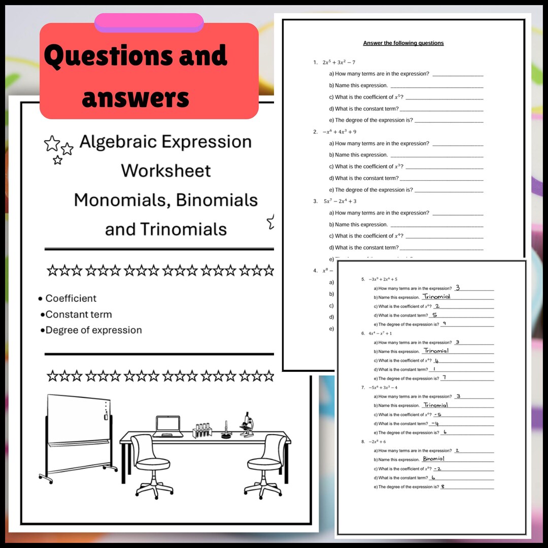 Algebraic Expressions, High School Algebra Math, Homeschool, Monomial ...