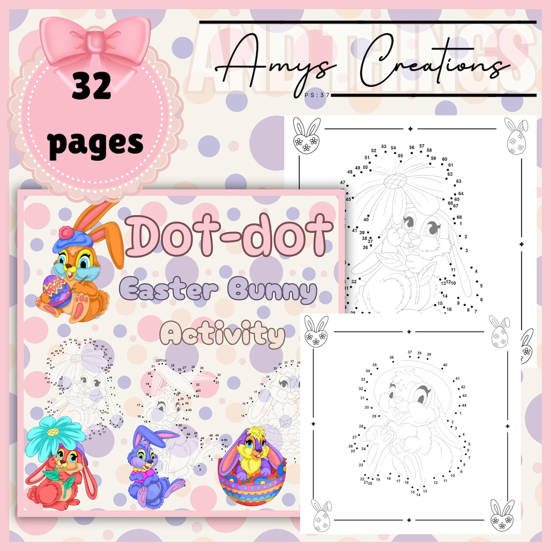 32 Dot to Dot, Easter Bunny, Easter Activity Pages for Kids - Etsy