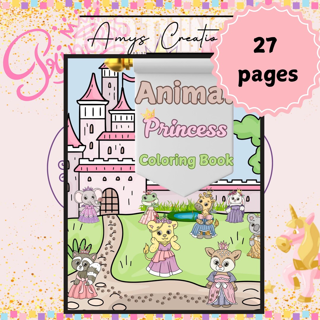 Princess Coloring Pages Book, Princess Animal Coloring Pages Book ...