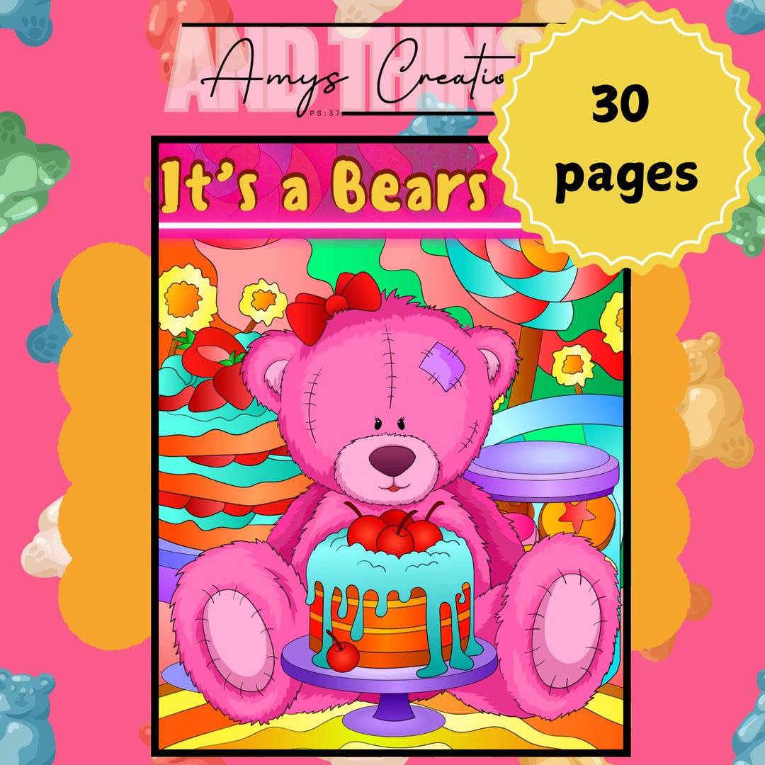 Cute Bear Coloring Pages, Bear Themed Coloring Pages - Etsy