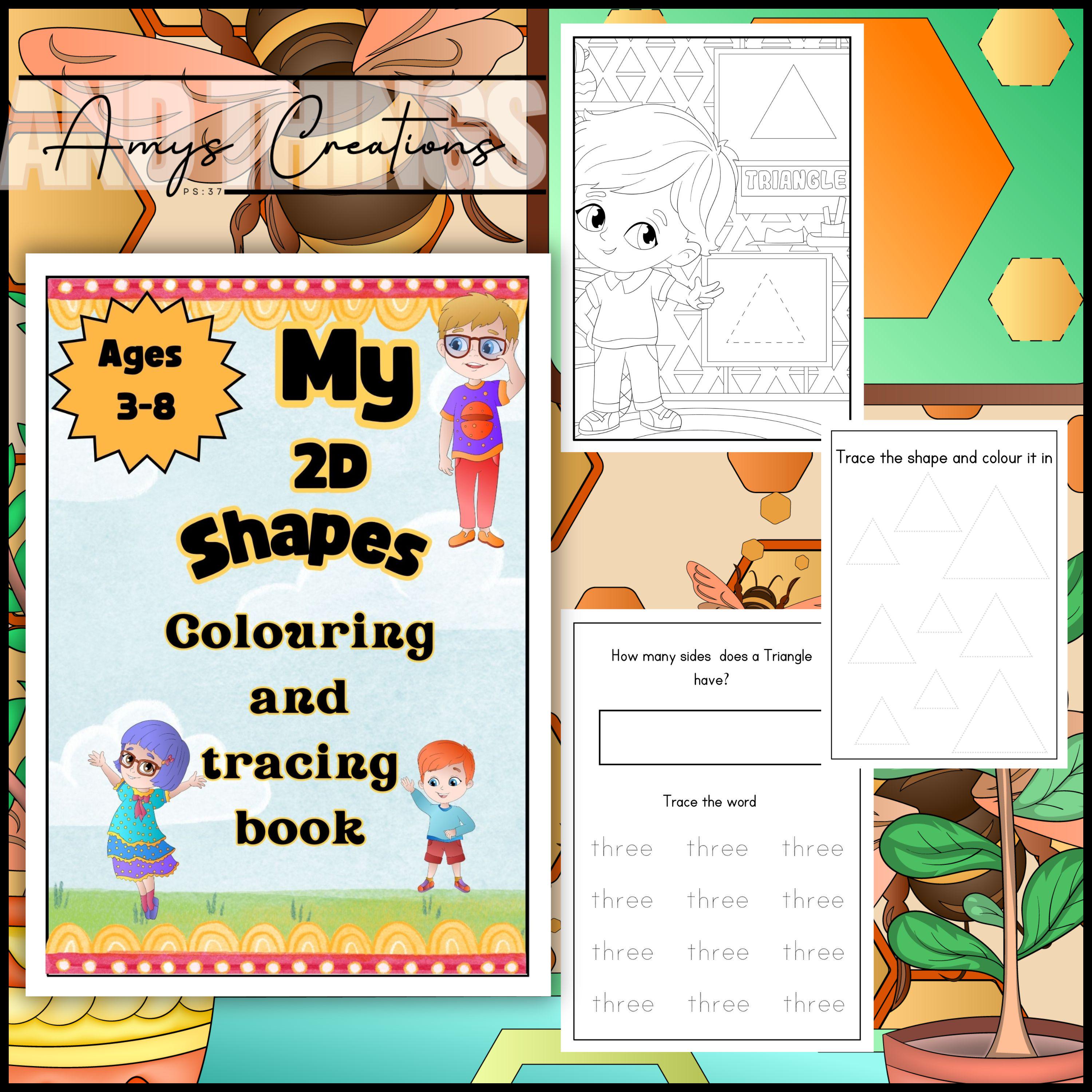 2D, Shapes, Coloring, Tracing, Activity Book, for Kids, Kindergarten ...