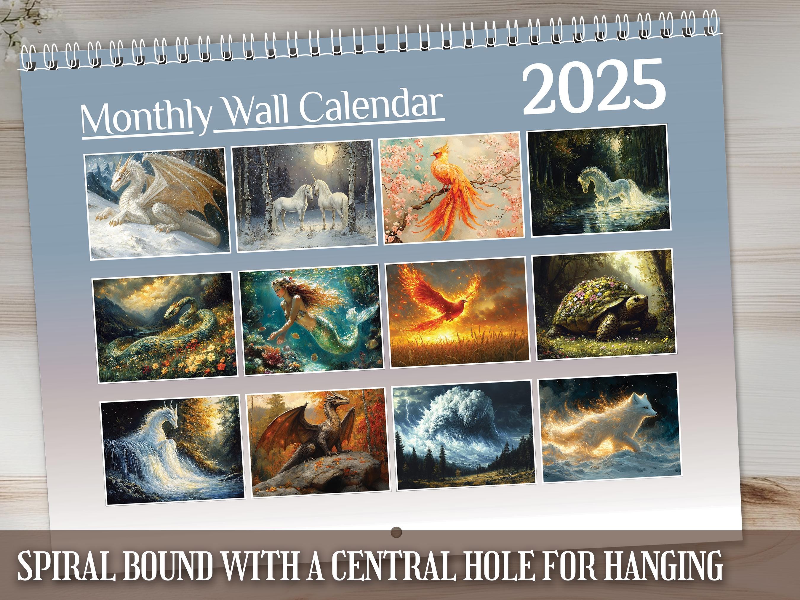 Mythical Creatures 2025 Wall Calendar With Grid Variations, in Matte ...