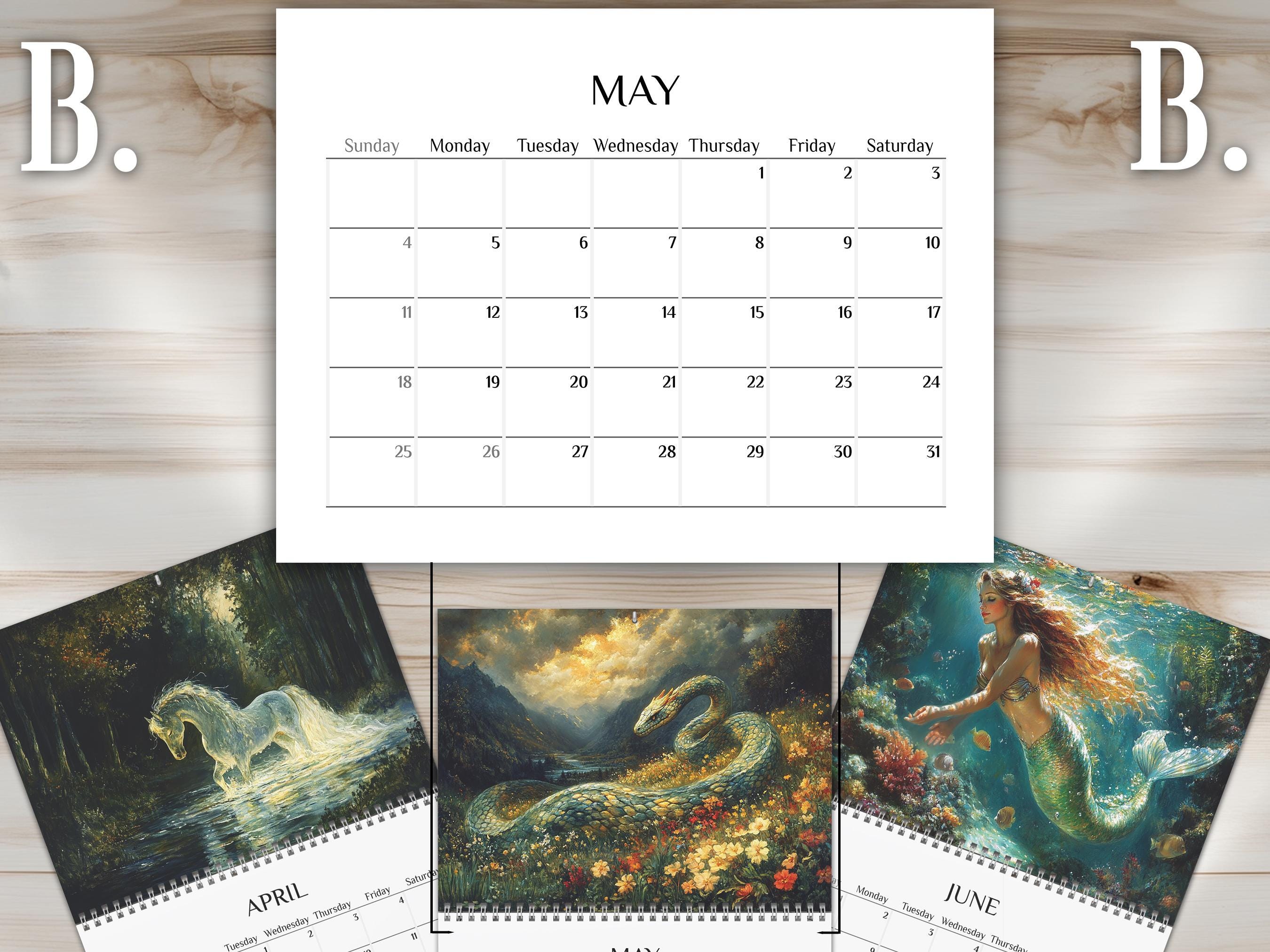 Mythical Creatures 2025 Wall Calendar With Grid Variations, in Matte ...