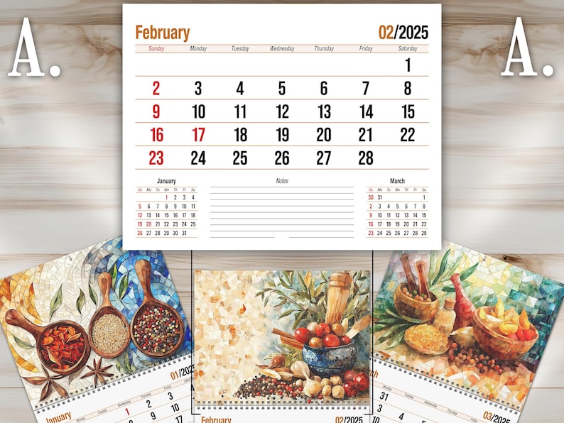 Kitchen Spices 2025 Wall Calendar With Grid Variations, in Matte and ...