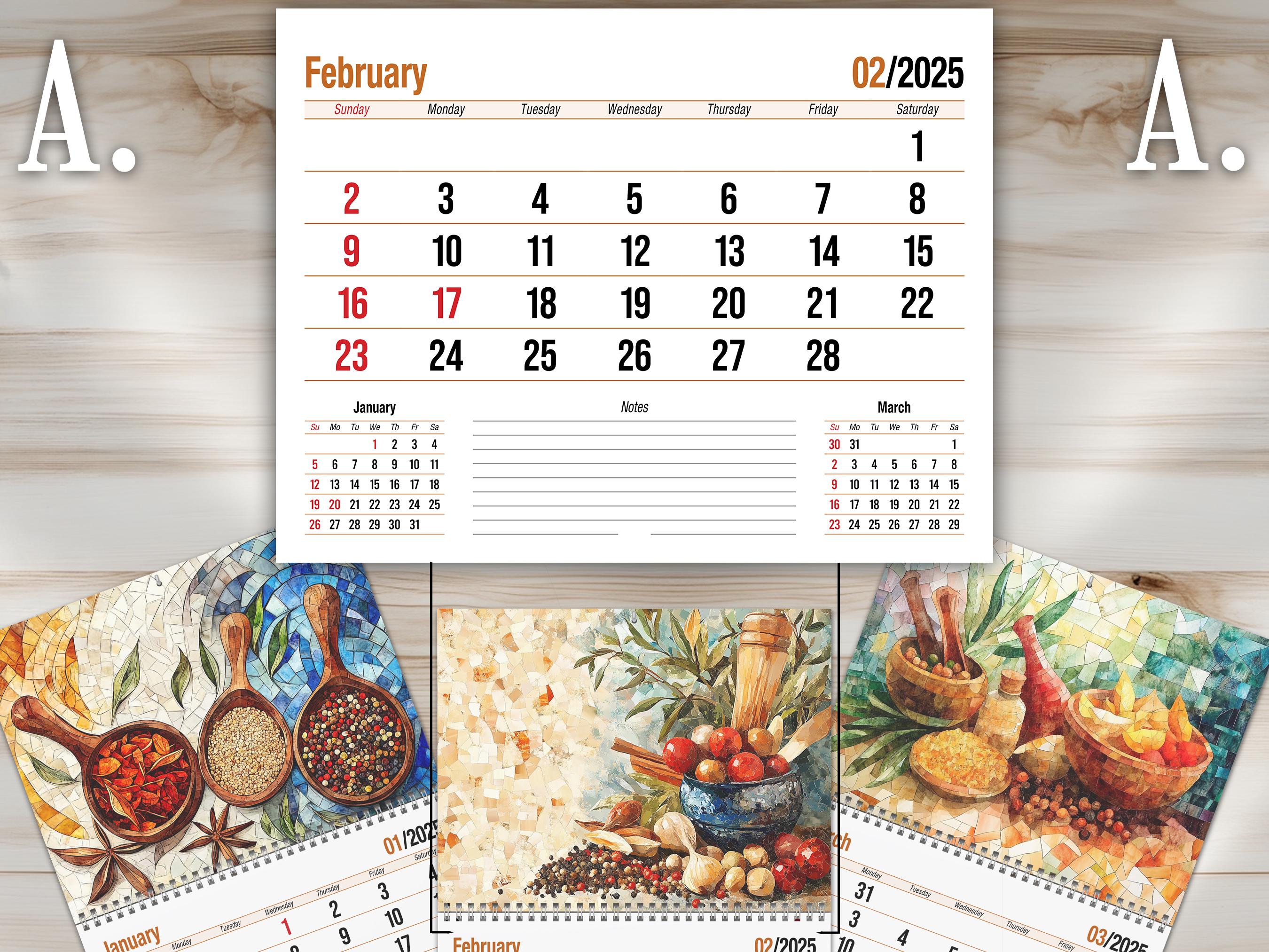 Kitchen Spices 2025 Wall Calendar With Grid Variations, in Matte and ...
