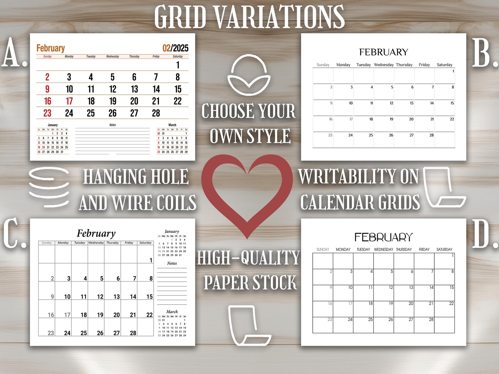 Kitchen Spices 2025 Wall Calendar With Grid Variations, in Matte and ...