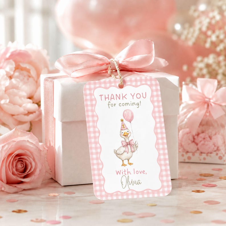 One Silly Goose Thank You Tag Girl 1st Favor Tag Canva Template - Etsy UK