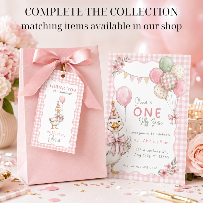 One Silly Goose Thank You Tag Girl 1st Favor Tag Canva Template - Etsy UK