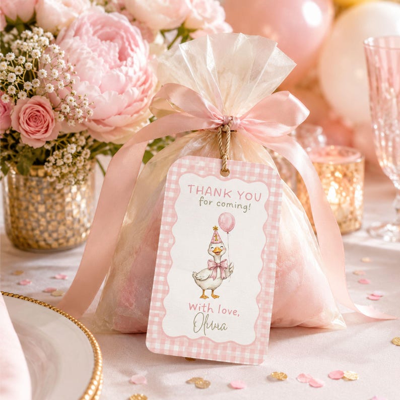 One Silly Goose Thank You Tag Girl 1st Favor Tag Canva Template - Etsy UK