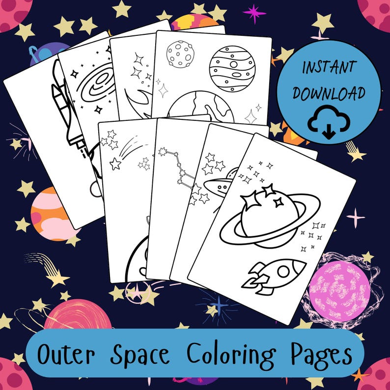 Outer Space Coloring Pages Bundle 10 Coloring Sheets Instant Download ...