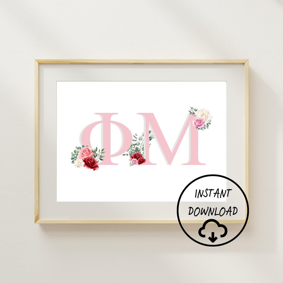Phi Mu Sorority Print, Boho Pink Roses Dorm Decor (digital Download) - Etsy