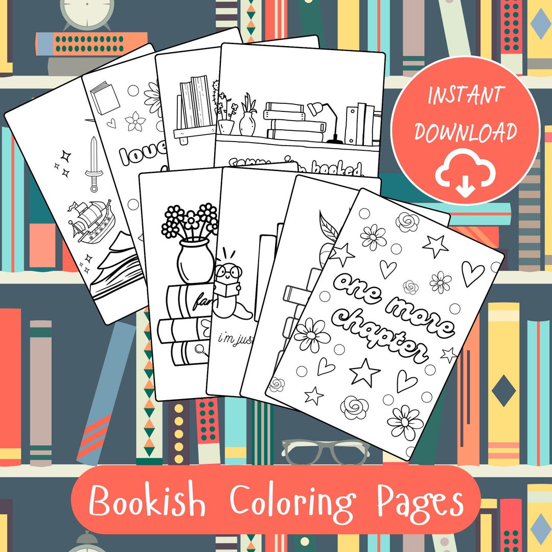 Book Lover Coloring Sheets Bundle: 10 Printable Pages (PDF Download) - Etsy