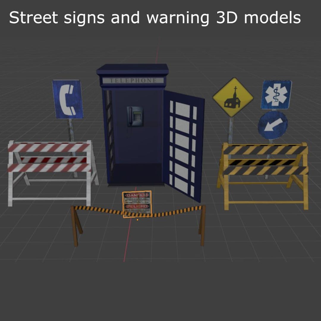 3D Model Street Signs and Barriers and Telephone Booth - Etsy