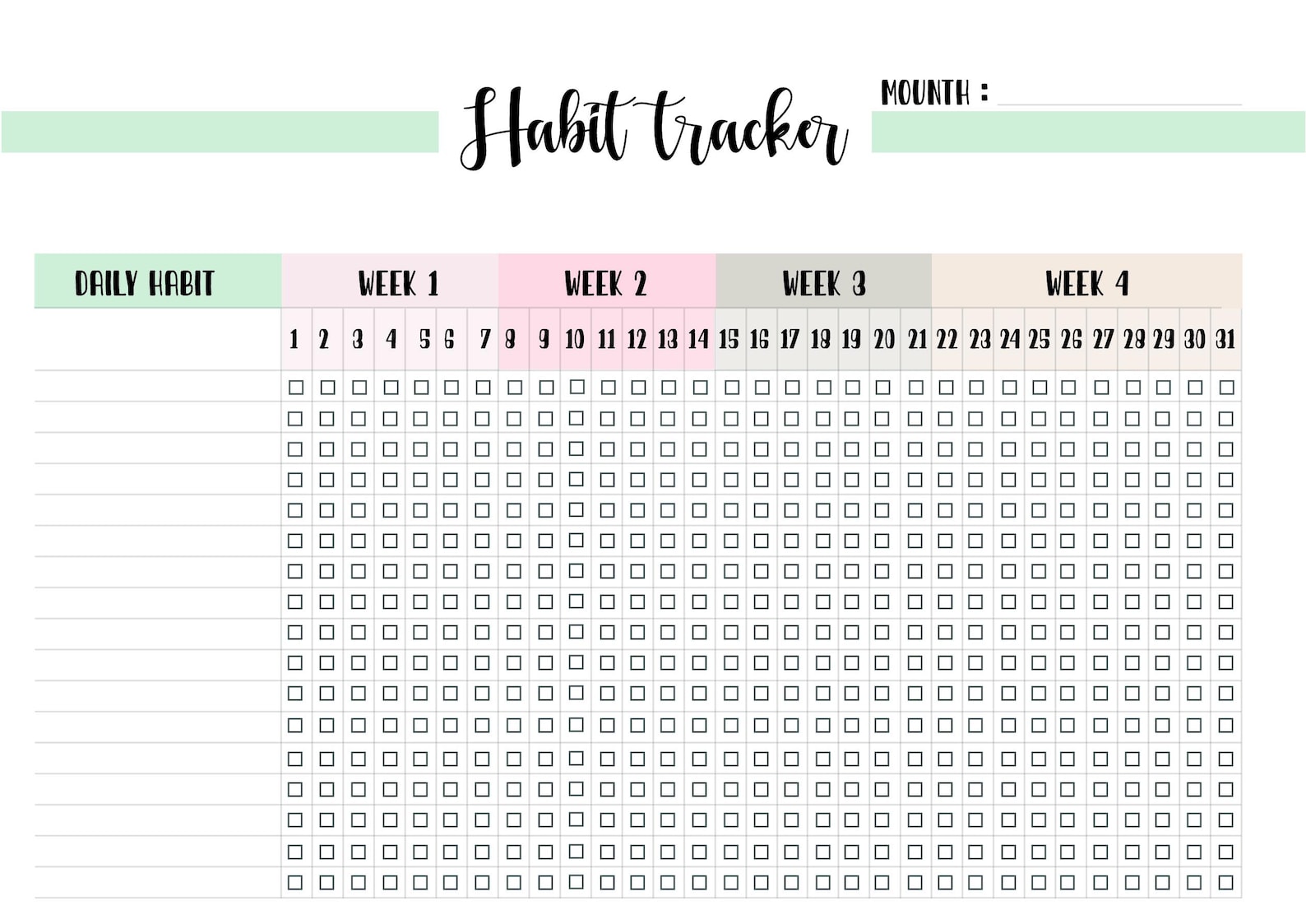 Habit Tracker Printable, Habit Tracker Custom, Habit Trackers Printable ...