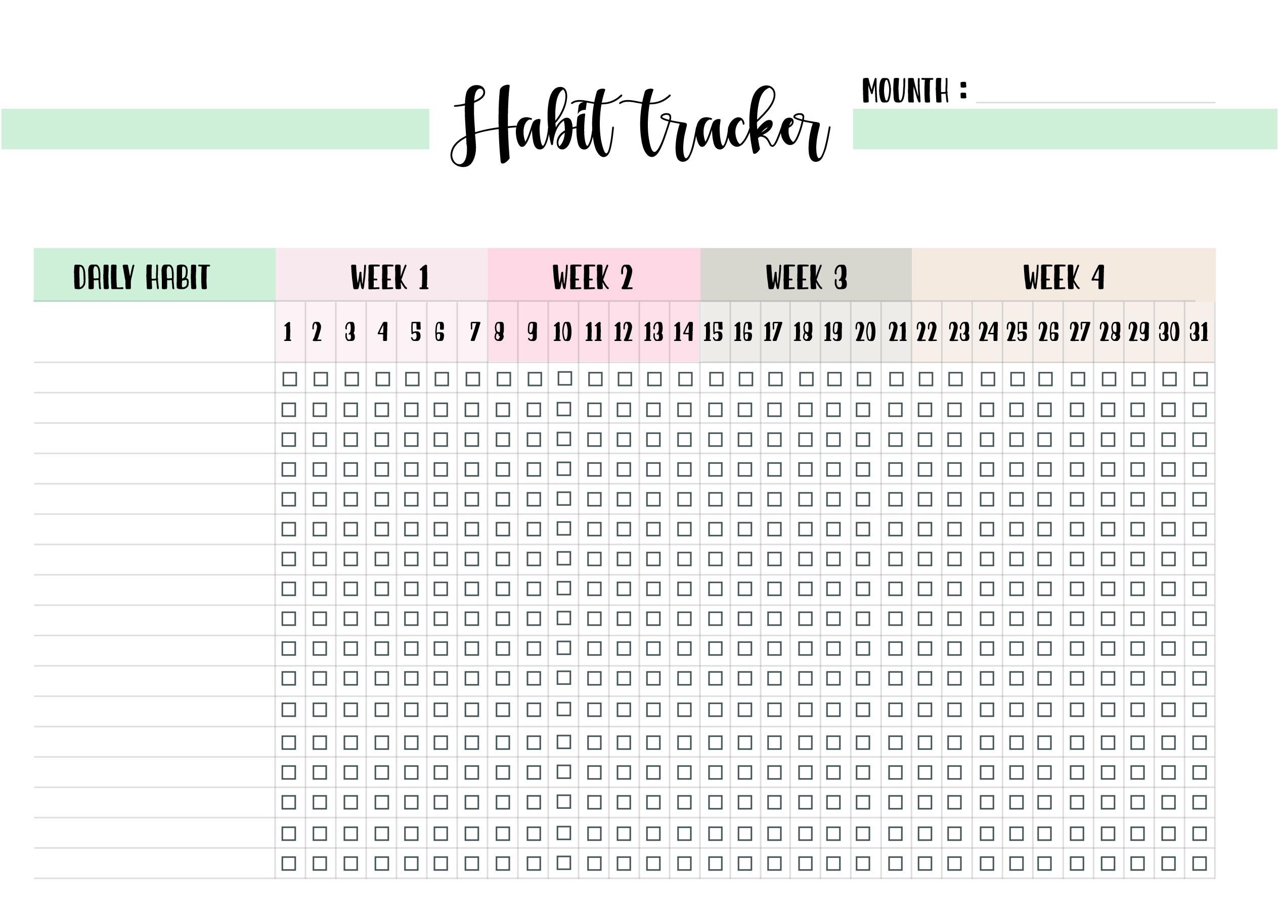 Habit Tracker Printable, Habit Tracker Custom, Habit Trackers Printable ...