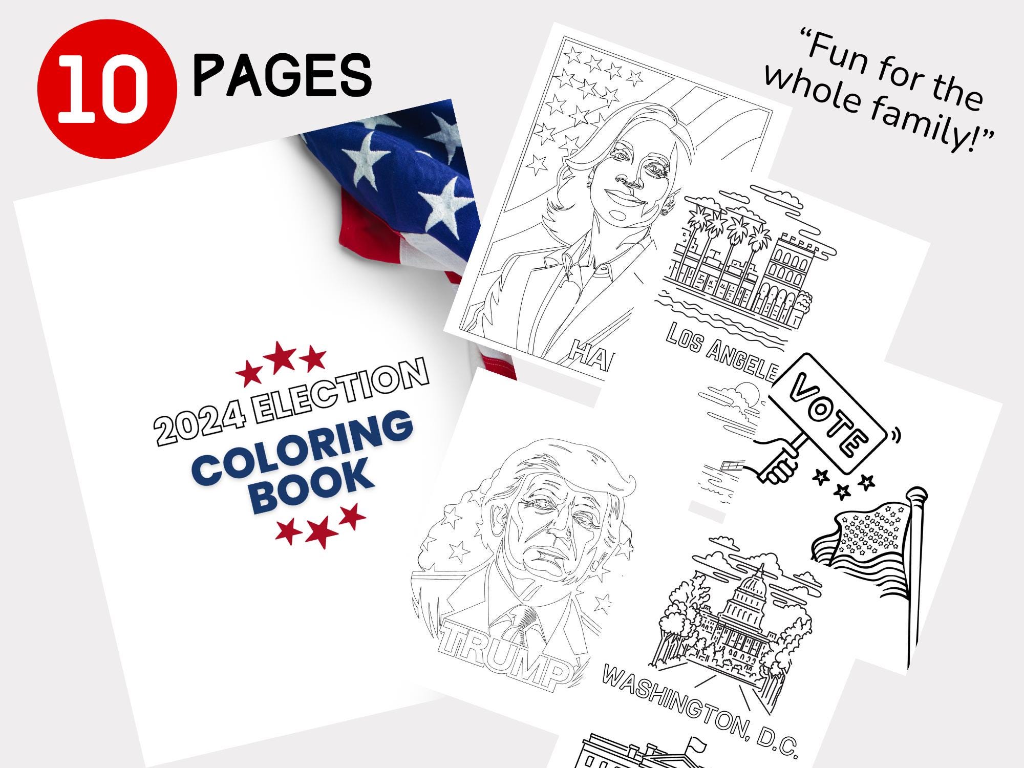 2024 Election Coloring Book Instant Digital Download Color Trump ...