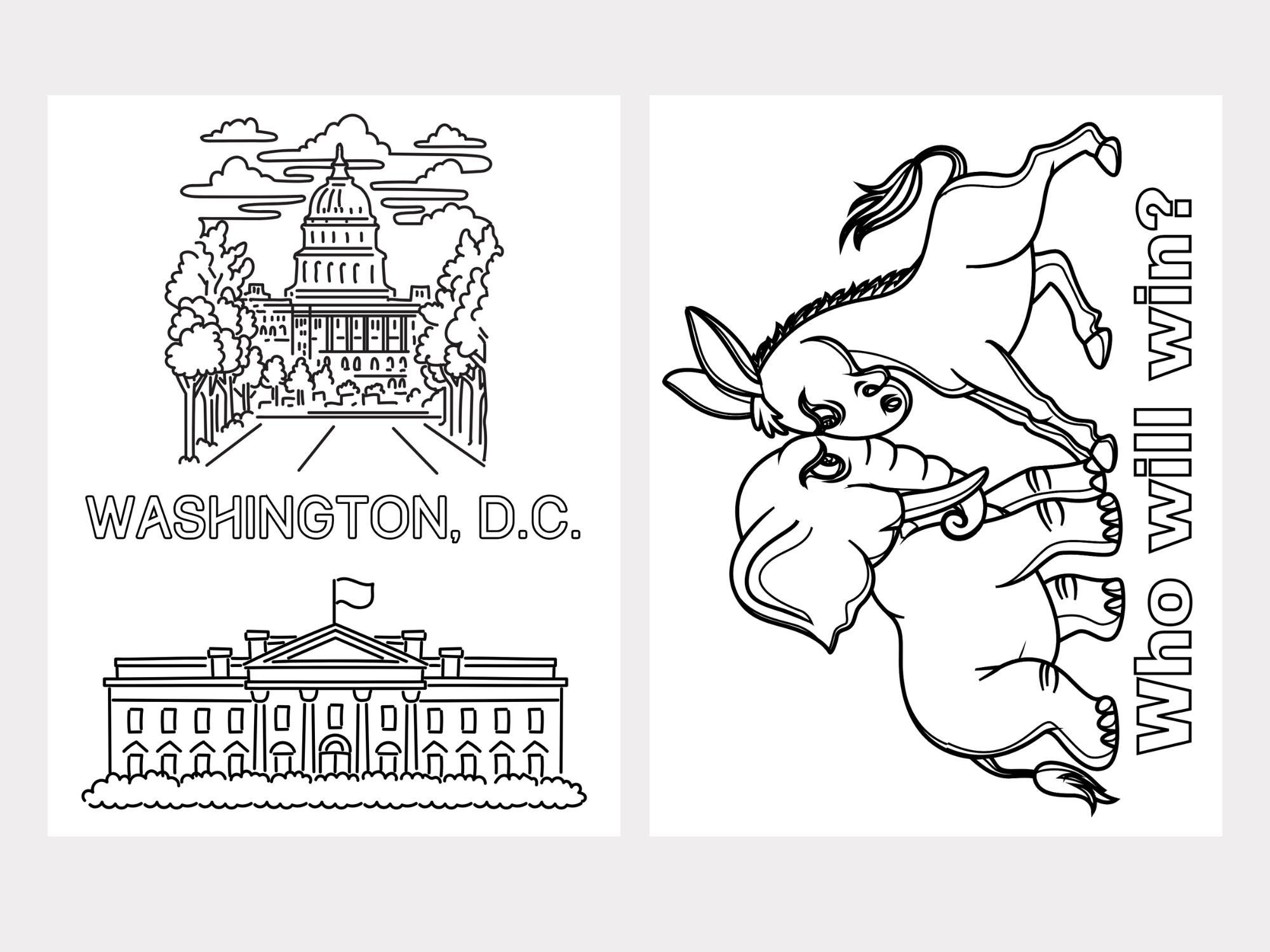 2024 Election Coloring Book Instant Digital Download Color Trump ...