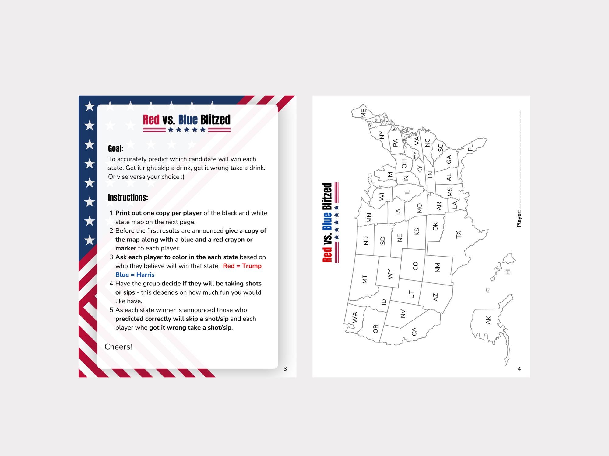 2024 Election Night Drinking Game Pack, Featuring Kamala Harris and ...