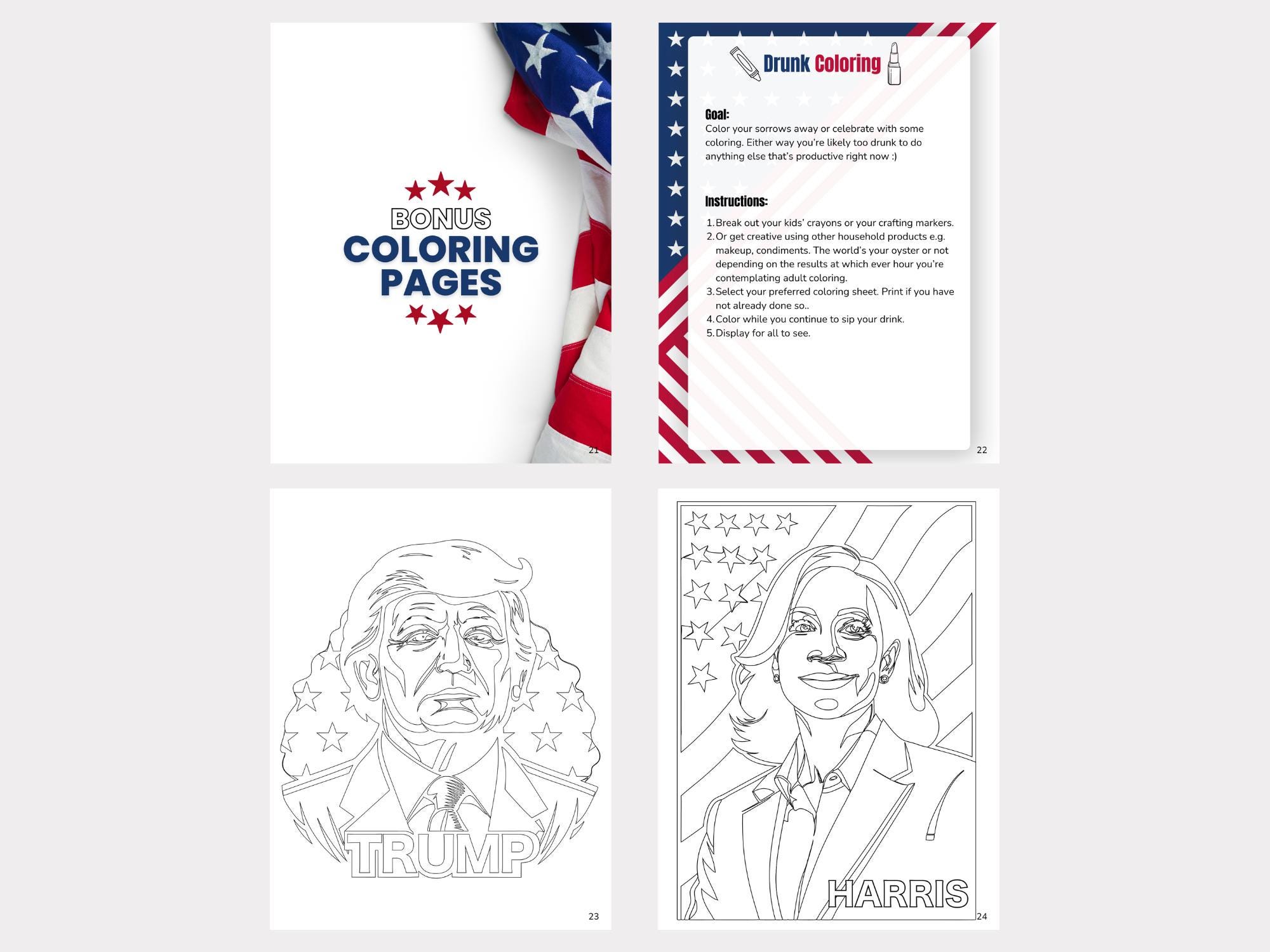 2024 Election Night Drinking Game Pack, Featuring Kamala Harris and ...